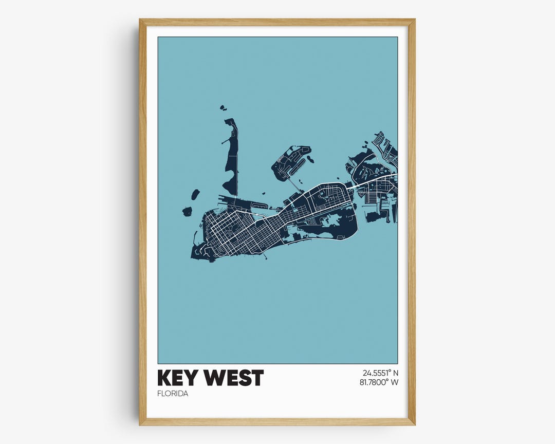 Key West Map Print, Florida Wall Art, Key West FL Poster - Etsy