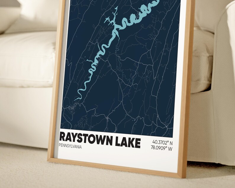 Raystown Lake Map Print, Pennsylvania Wall Art, Raystown Lake PA Poster ...