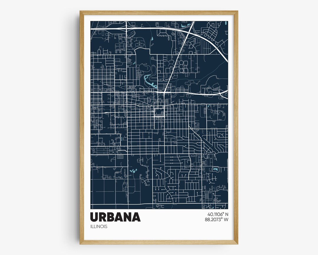 Urbana Map Print, Illinois Wall Art, Urbana IL Poster - Etsy