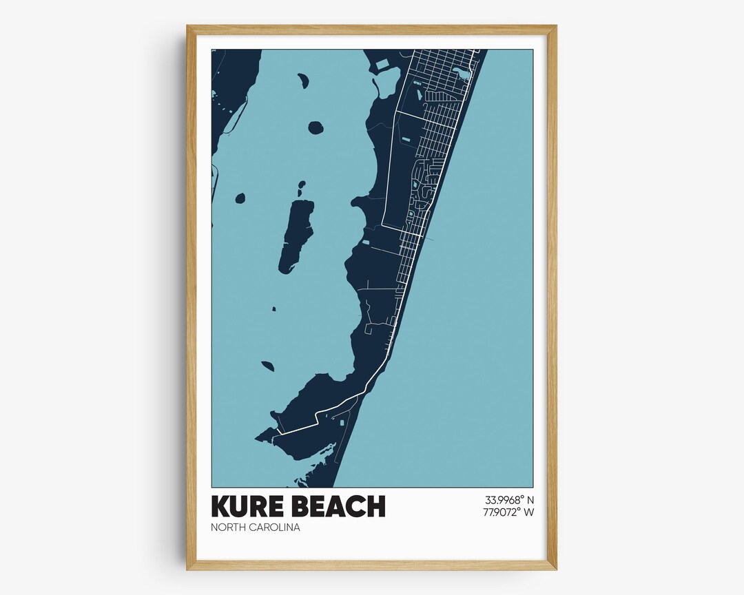 Kure Beach Map Print, North Carolina Wall Art, Kure Beach NC Poster - Etsy