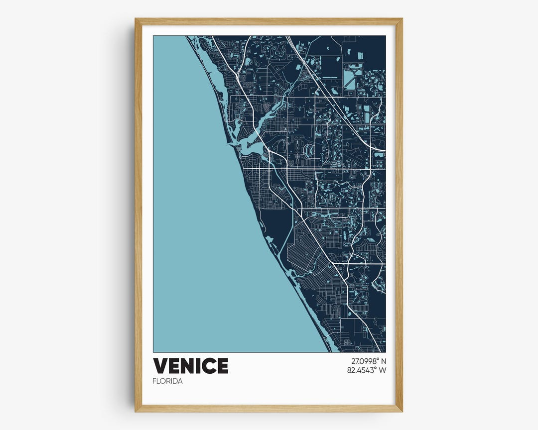 Venice FL Map Print, Florida Wall Art, Venice Florida Poster - Etsy