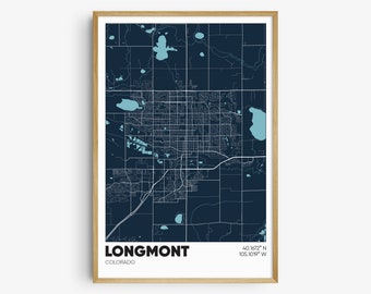 Longmont CO City Print Wall Decor / Colorado Map Art Poster / 8x10 ...
