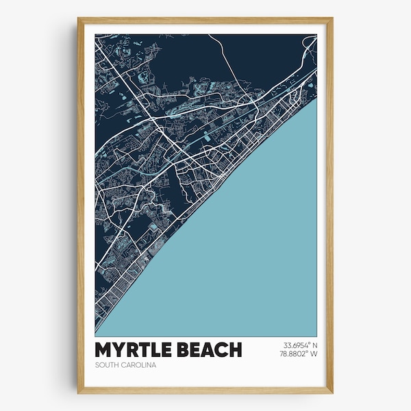 Myrtle Beach Map Poster - Etsy