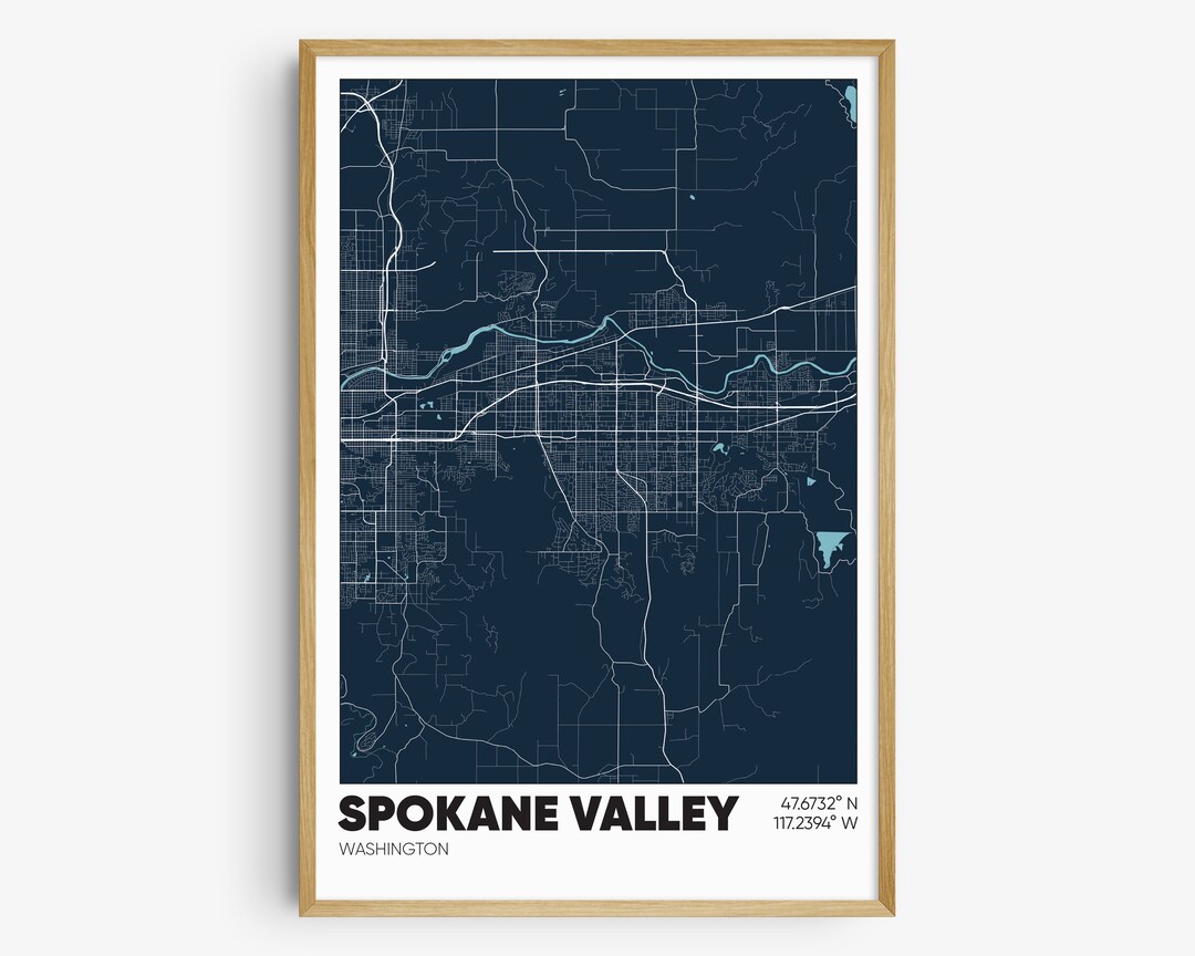 Spokane Valley Map Print, Washington Wall Art, Spokane Valley WA Poster ...