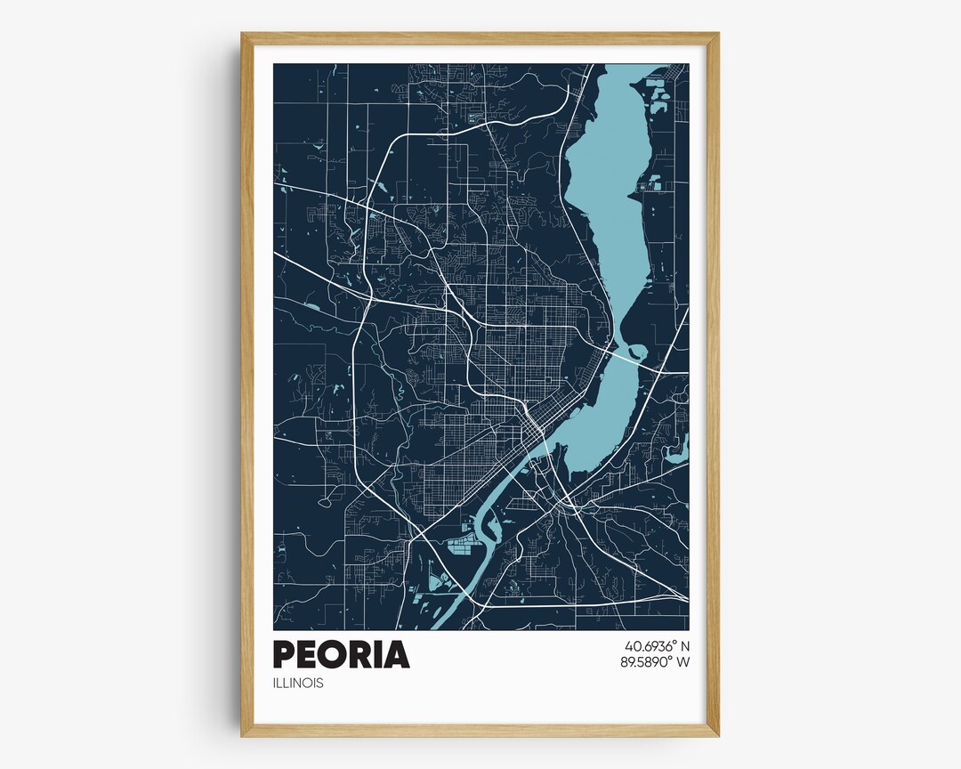 Peoria IL Map Print, Illinois Wall Art, Peoria IL Poster - Etsy