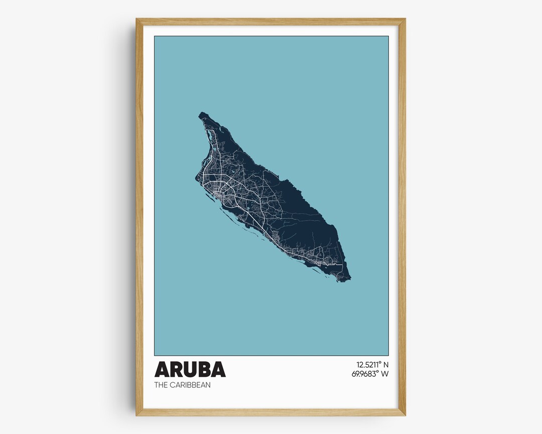 Aruba Map Print, Aruba Wall Art, Caribbean Island Poster - Etsy