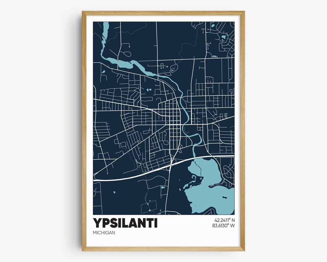 Ypsilanti Map Print, Michigan Wall Art, Ypsilanti MI Poster - Etsy