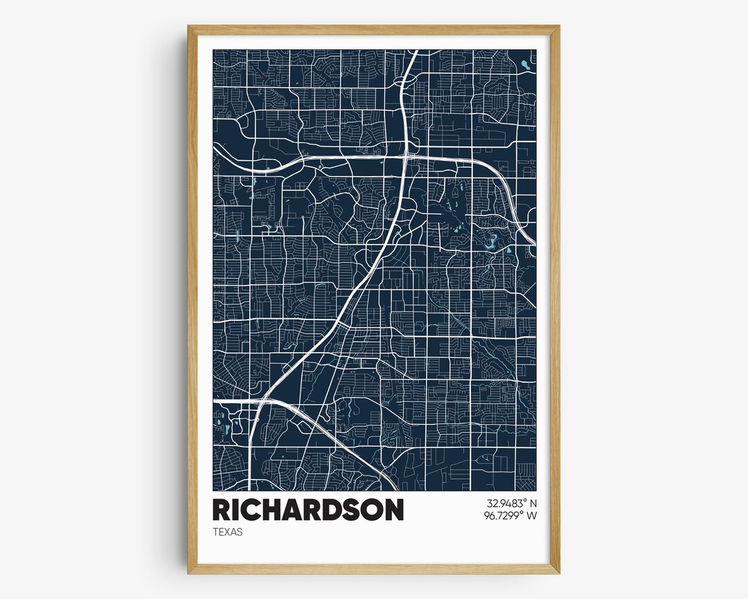 Richardson Map Print, Texas Wall Art, Richardson TX Poster - Etsy