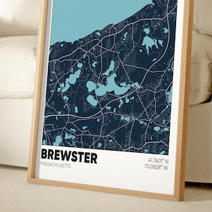 Brewster MA Map Print, Cape Cod Wall Art, Brewster Massachusetts Poster ...