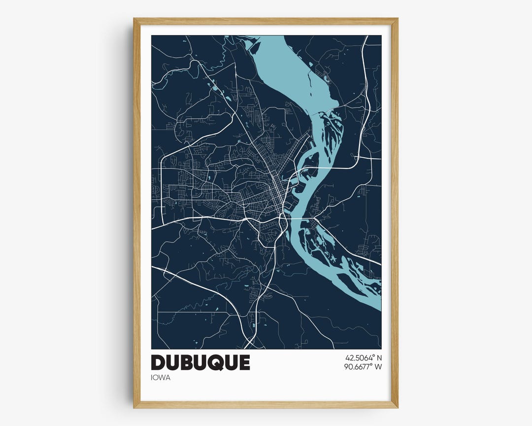 Dubuque Map Print, Iowa Wall Art, Dubuque IA Poster - Etsy