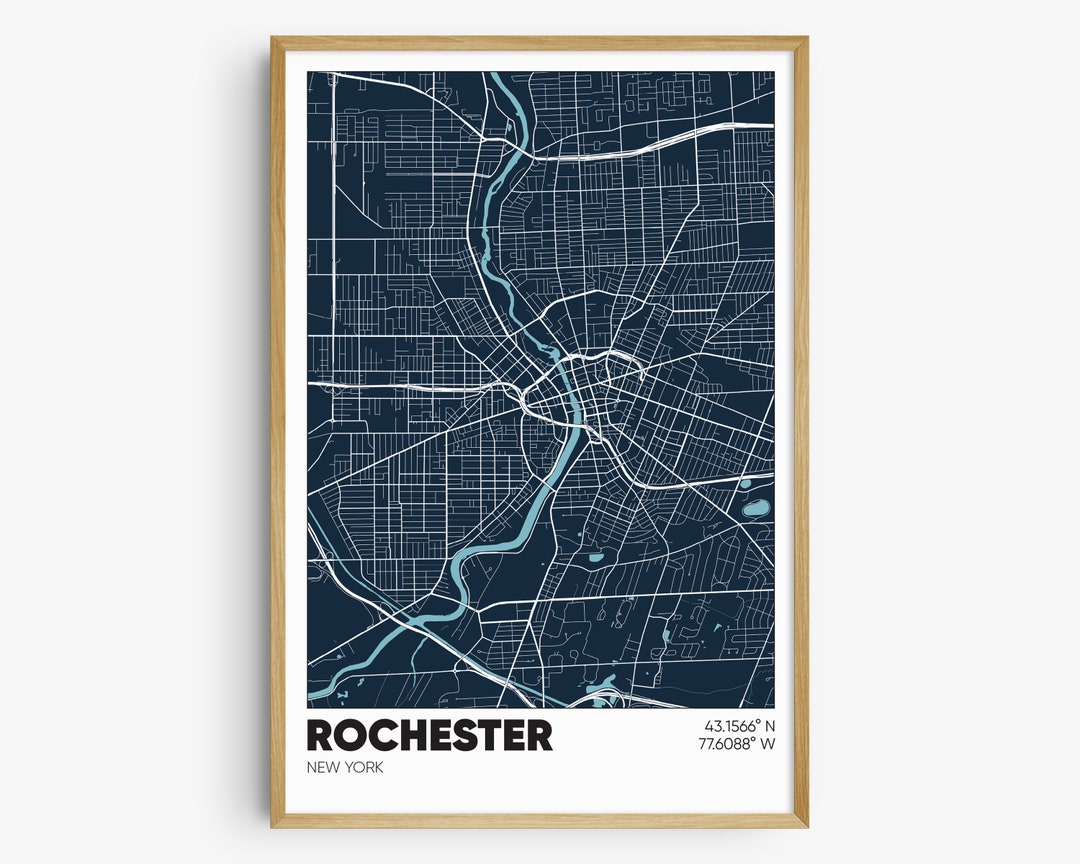 Rochester NY Map Print, New York Wall Art, Rochester New York Poster - Etsy