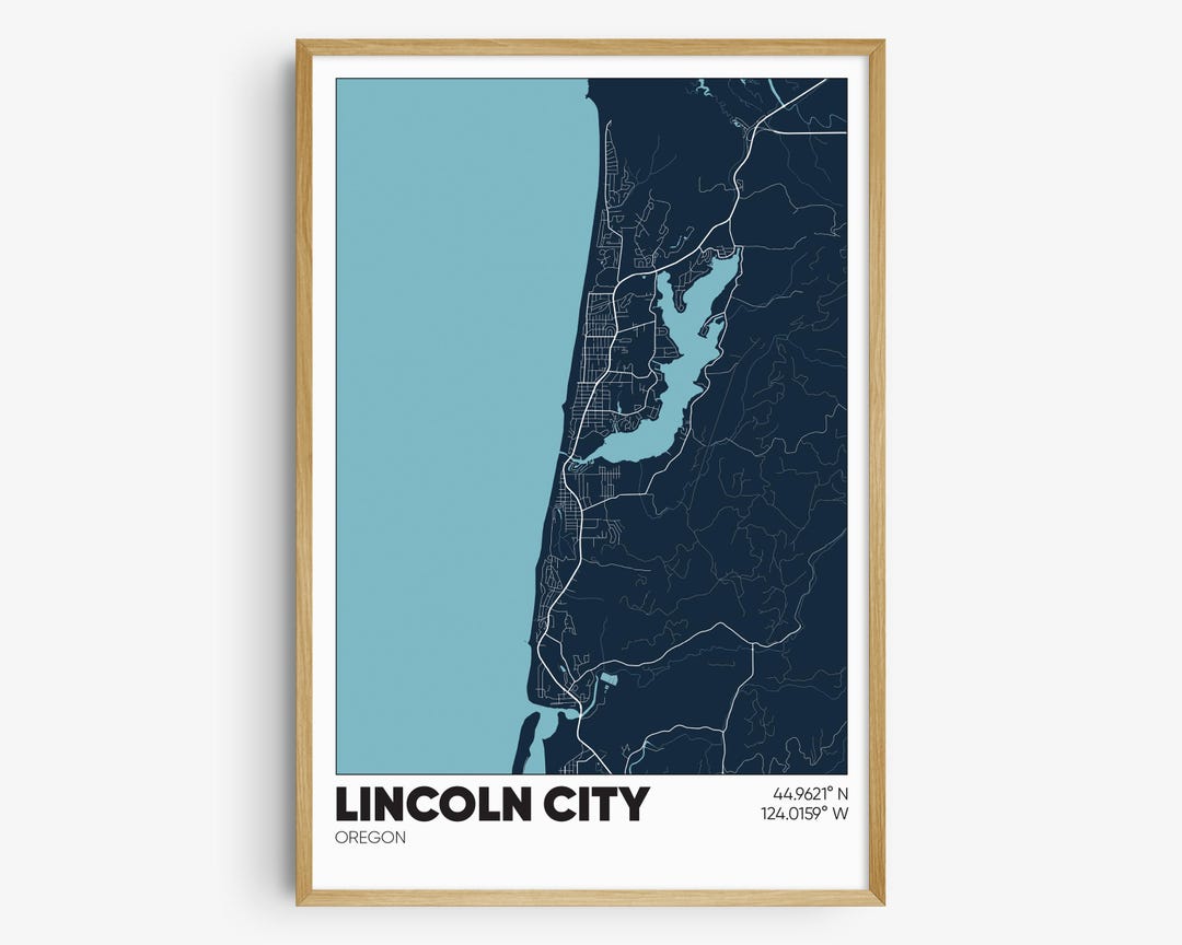 Lincoln City Map Print, Oregon Coast Wall Art, Lincoln City OR Poster ...