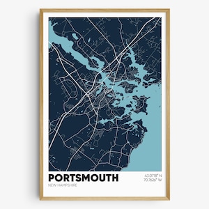Portsmouth NH Map Print, New Hampshire Poster, Portsmouth NH Wall Art ...