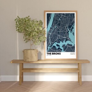 The Bronx Map Print, New York City Wall Art, the Bronx NYC Borough ...