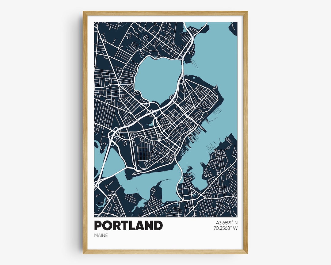 Portland Maine Map Print Portland Wall Art Portland Poster - Etsy