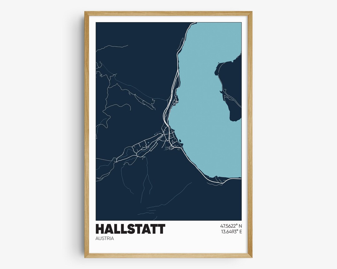 Hallstatt Austria Map Print, Austria Wall Art, Hallstatt Austria Poster ...