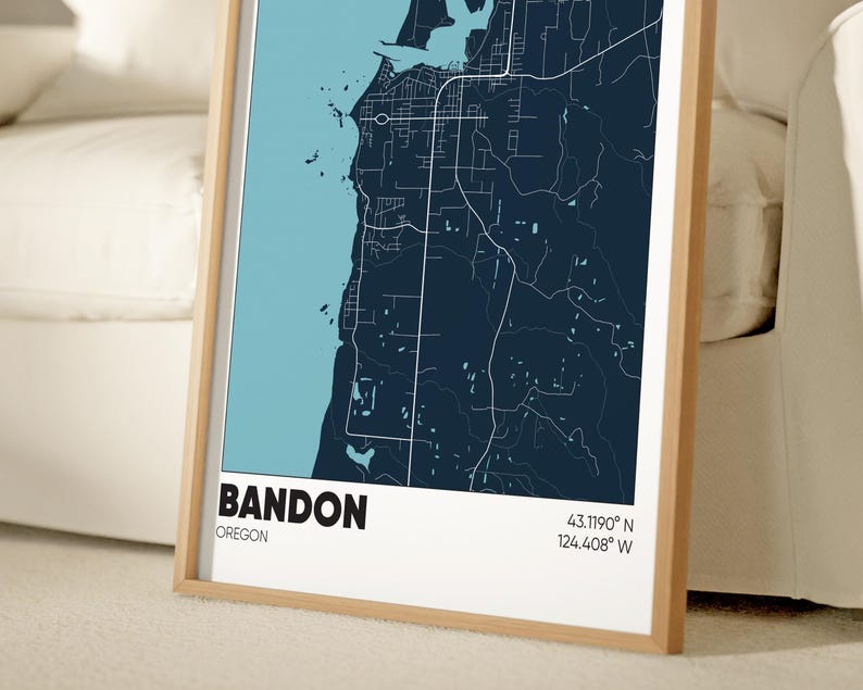 Bandon OR Map Print, Oregon Coast Wall Art, Bandon OR Poster - Etsy