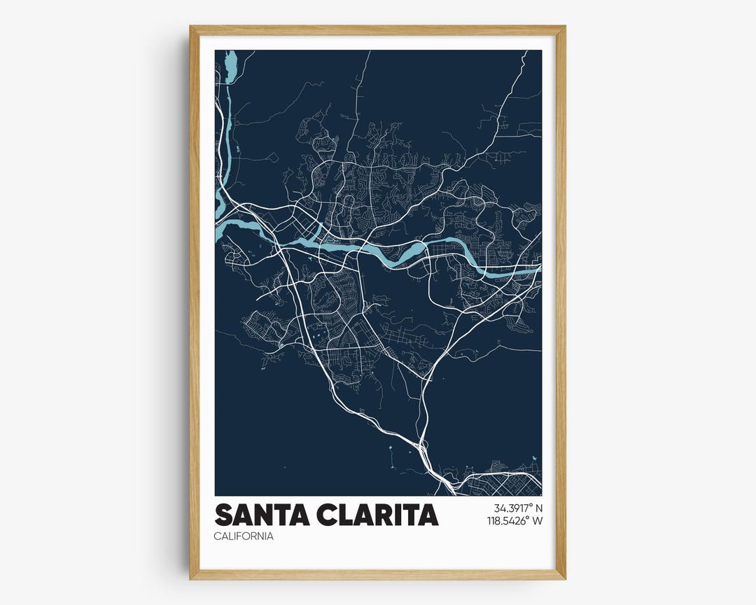 Santa Clarita Map Print, California Wall Art, Santa Clarita CA Poster ...
