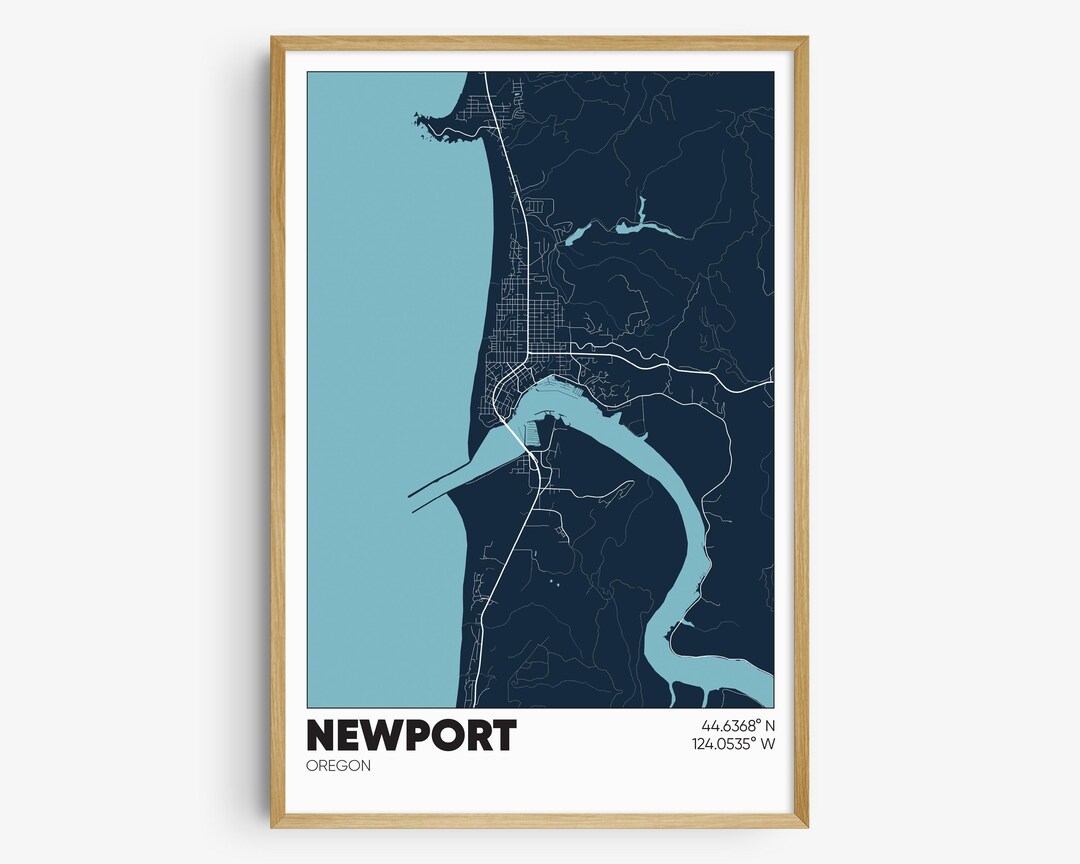 Newport OR Map Print, Oregon Coast Wall Art, Newport OR Poster - Etsy