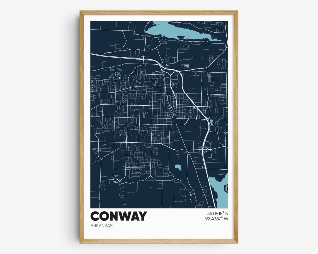 Conway Map Print, Arkansas Wall Art, Conway AR Poster - Etsy