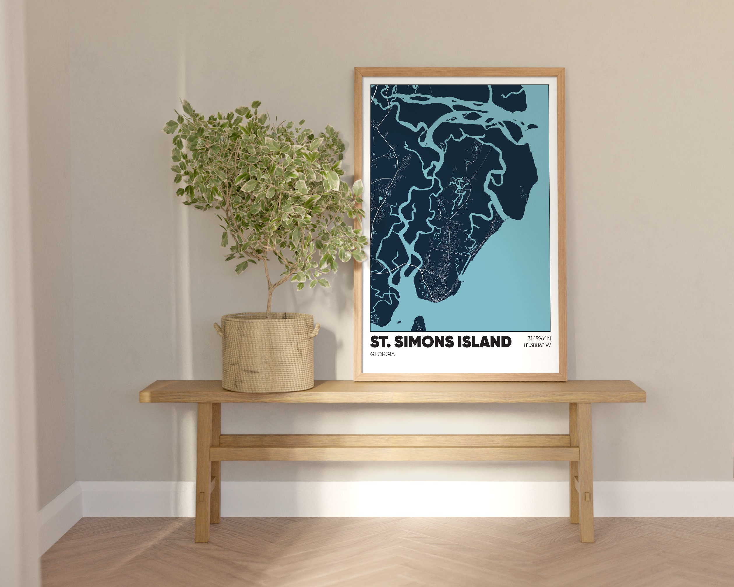 St. Simons Island Map Print, Georgia Wall Art, Saint Simons Island GA ...