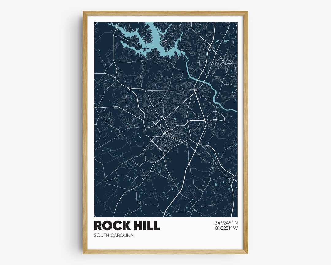 Rock Hill Map Print, South Carolina Wall Art, Rock Hill SC Poster - Etsy