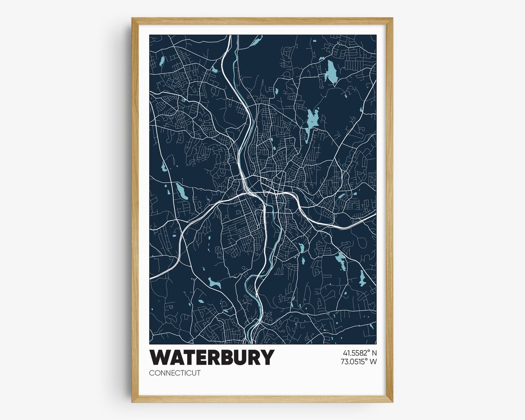 Waterbury CT Map Print, Connecticut Wall Art, Waterbury CT Poster - Etsy