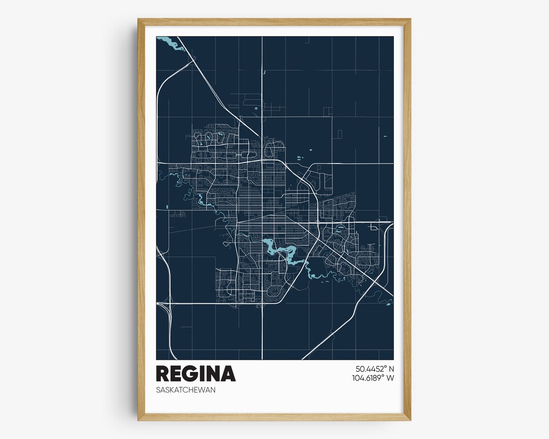 Regina Map Print, Saskatchewan Wall Art, Regina Canada Poster - Etsy