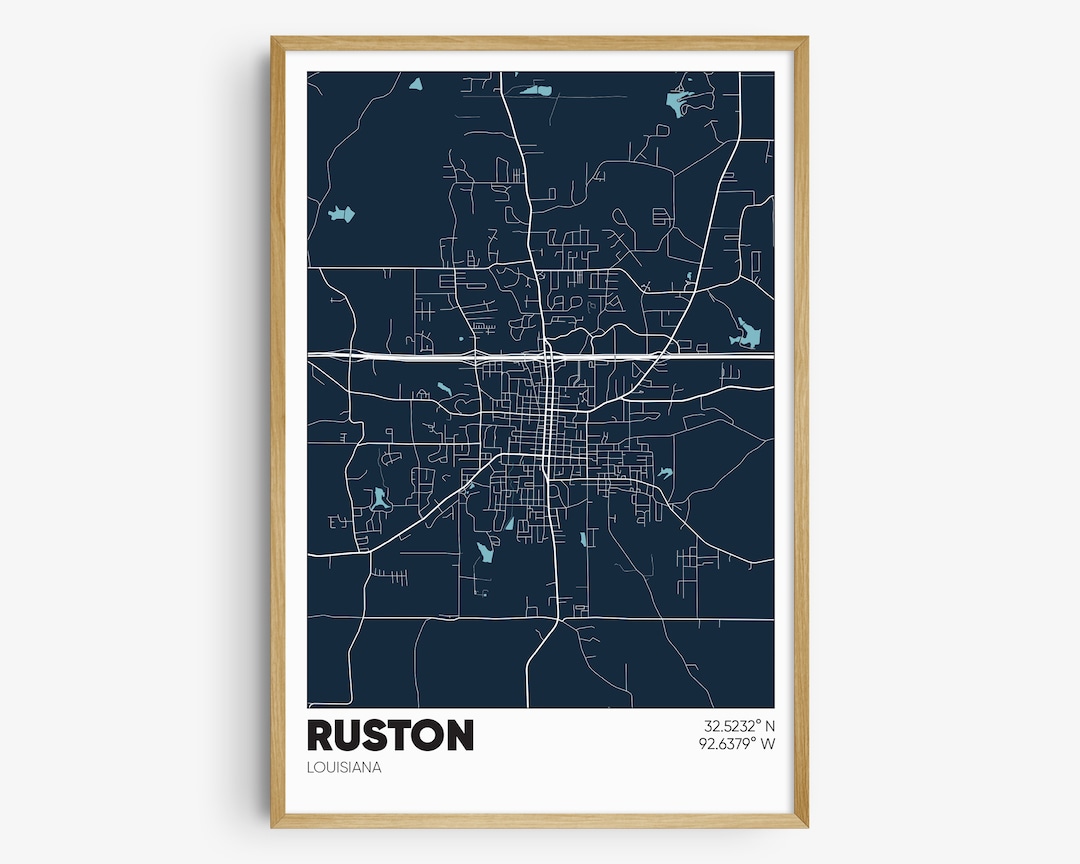 Ruston Map Print, Louisiana Wall Art, Ruston LA Poster - Etsy