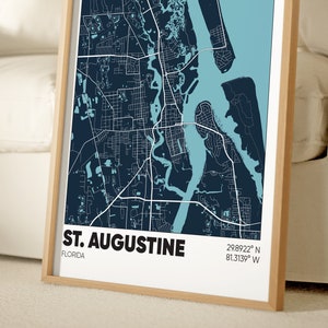 St. Augustine Map Print, Florida Wall Art, St. Augustine FL Poster - Etsy