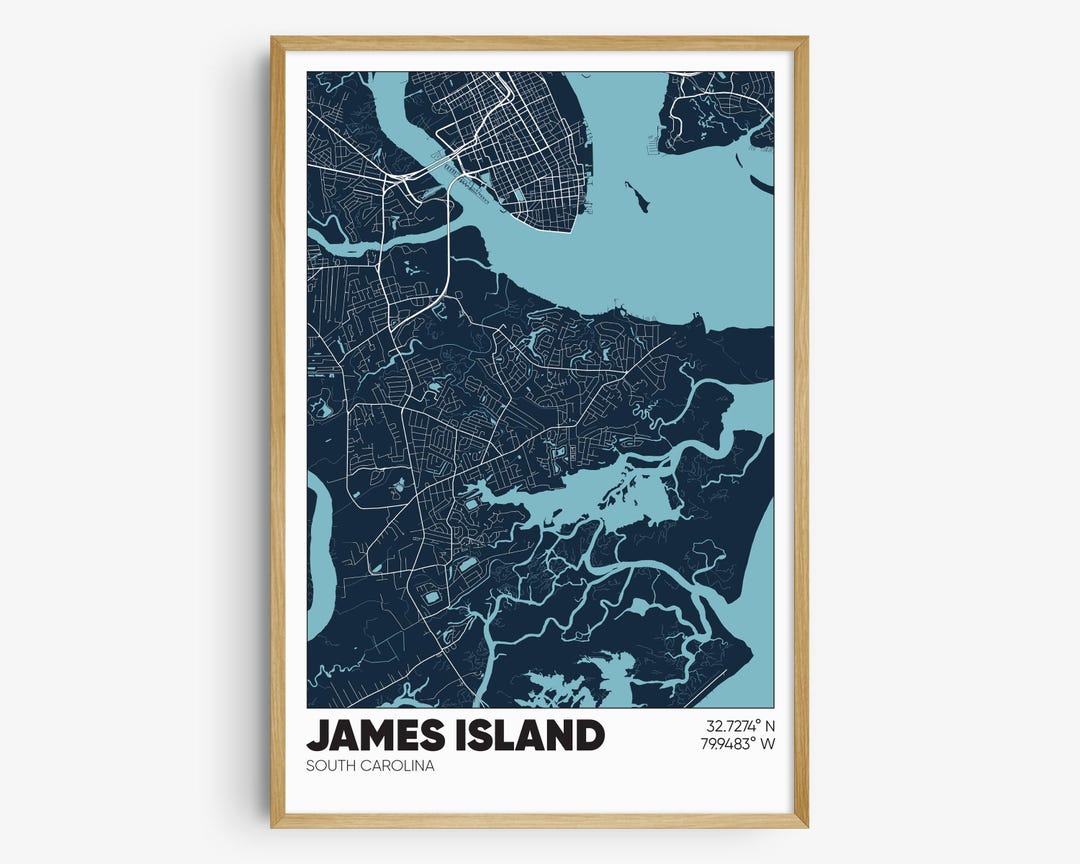 James Island Map Print, Coastal Wall Art, James Island South Carolina ...