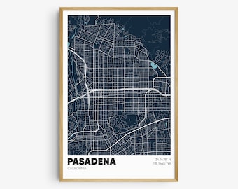 Pasadena Map Print Poster, Los Angeles Map, LA Map, California Map ...