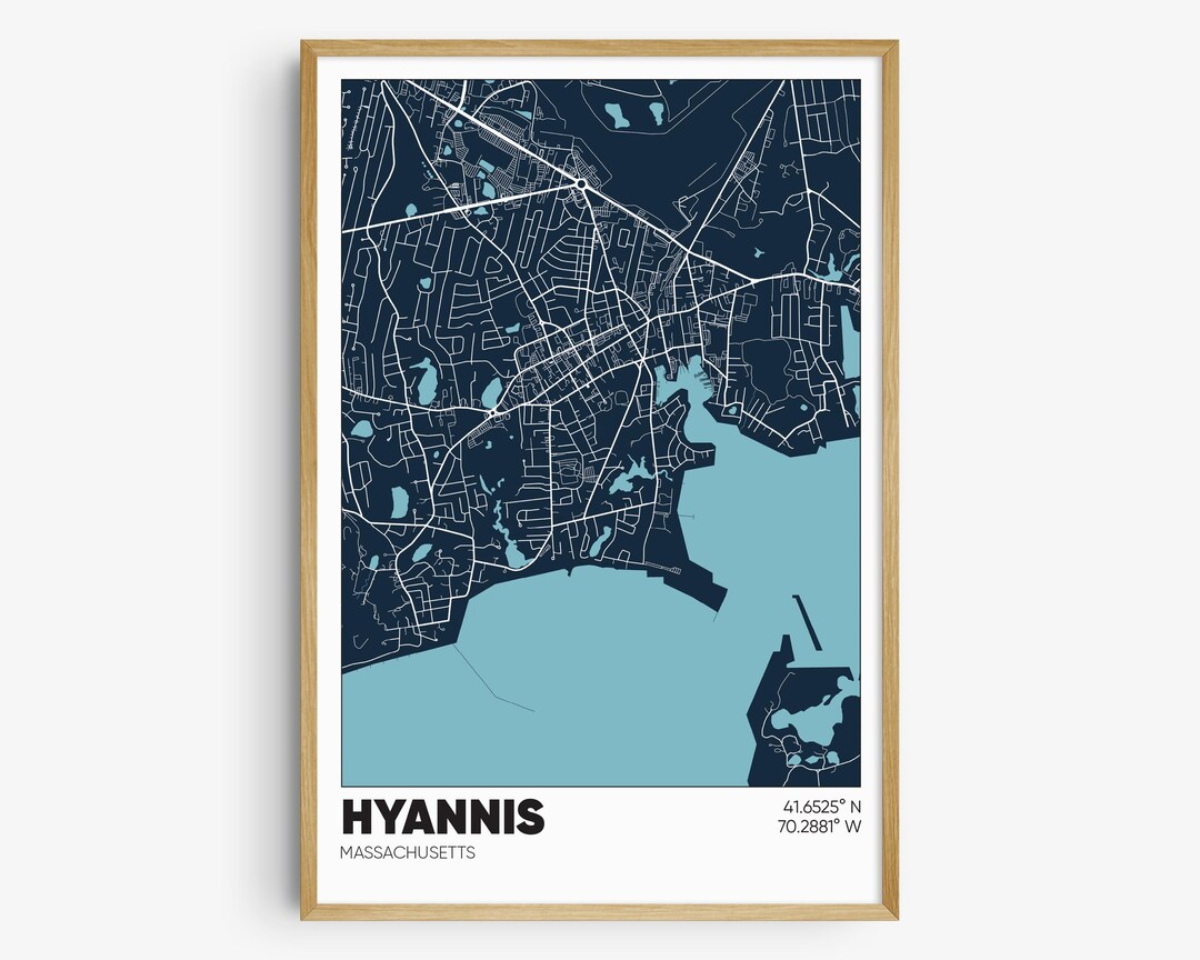 Hyannis MA Map Print, Cape Cod Wall Art, Hyannis Massachusetts Poster ...