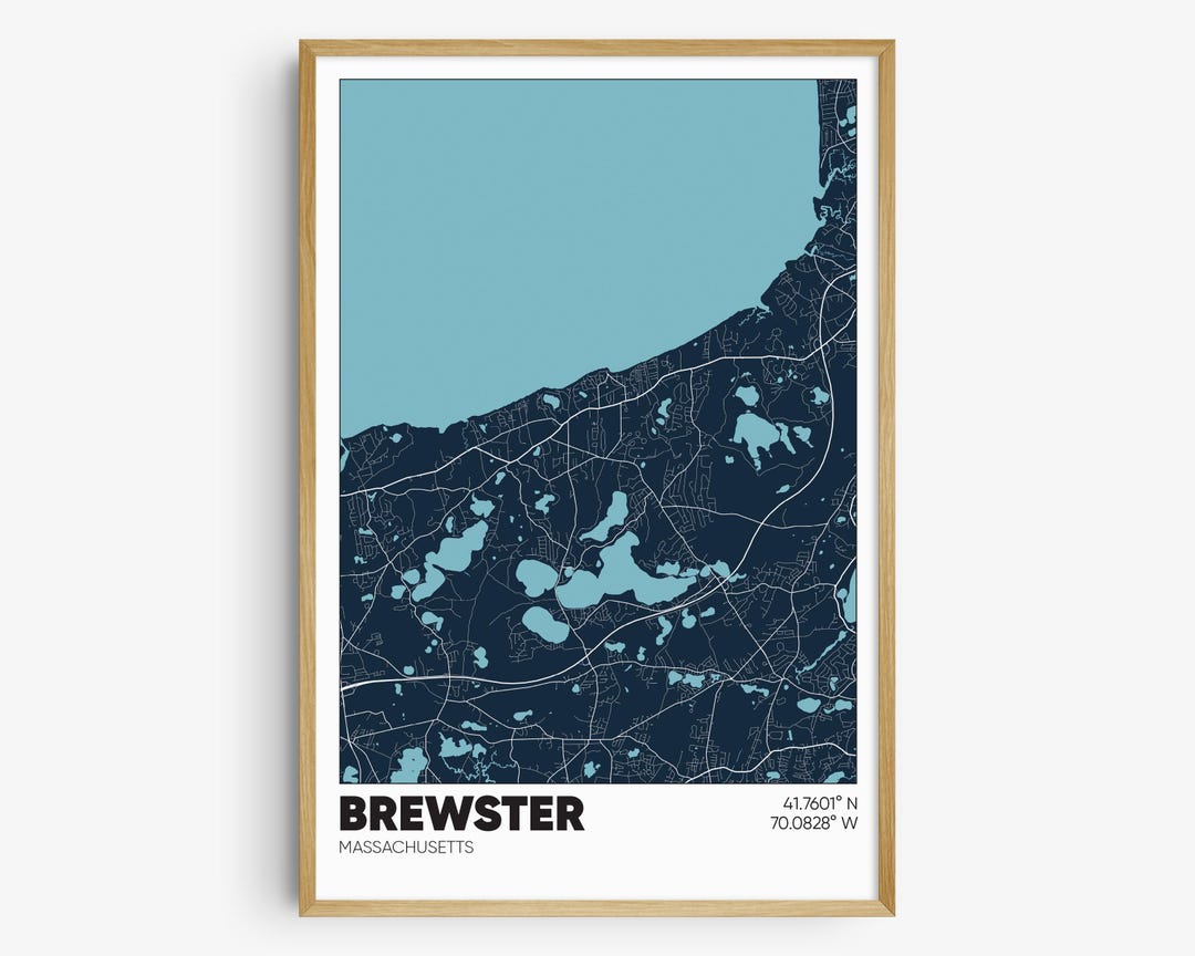 Brewster MA Map Print, Cape Cod Wall Art, Brewster Massachusetts Poster ...