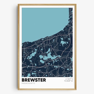 Brewster MA Map Print, Cape Cod Wall Art, Brewster Massachusetts Poster ...