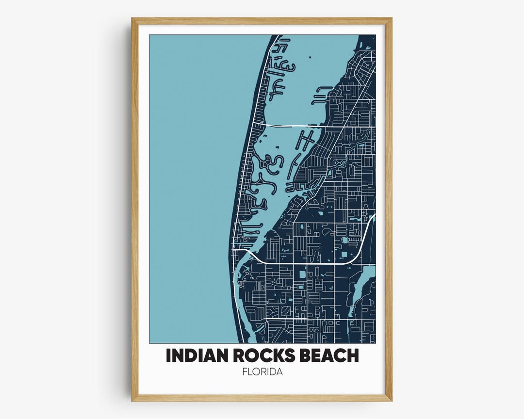Indian Rocks Beach Map Print, Florida Wall Art, Indian Rocks Beach FL ...