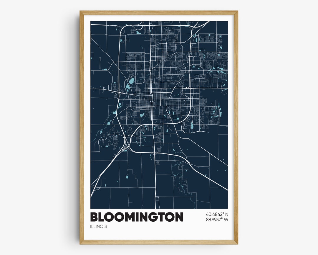 Bloomington IL Map Print, Illinois Wall Art, Bloomington IL Poster - Etsy