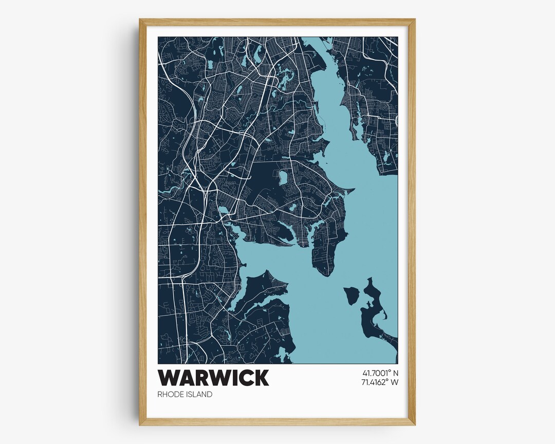 Warwick RI Map Print, Rhode Island Wall Art, Warwick RI Poster - Etsy