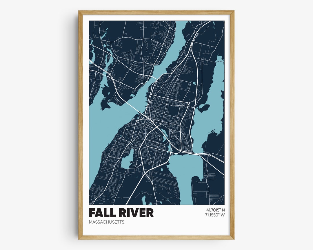 Fall River Map Print, Massachusetts Wall Art, Fall River MA Poster - Etsy