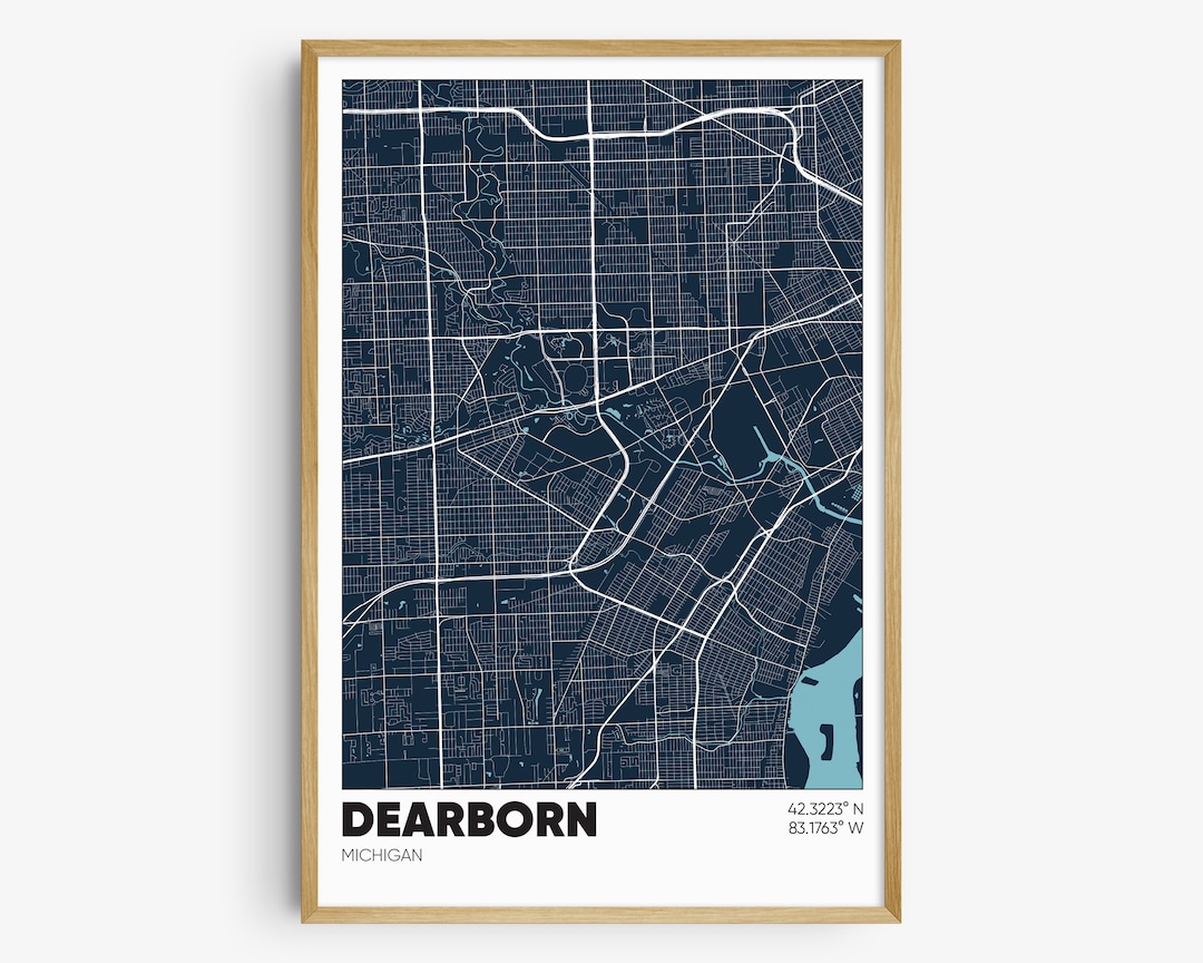 Dearborn Map Print, Michigan Wall Art, Dearborn MI Poster - Etsy