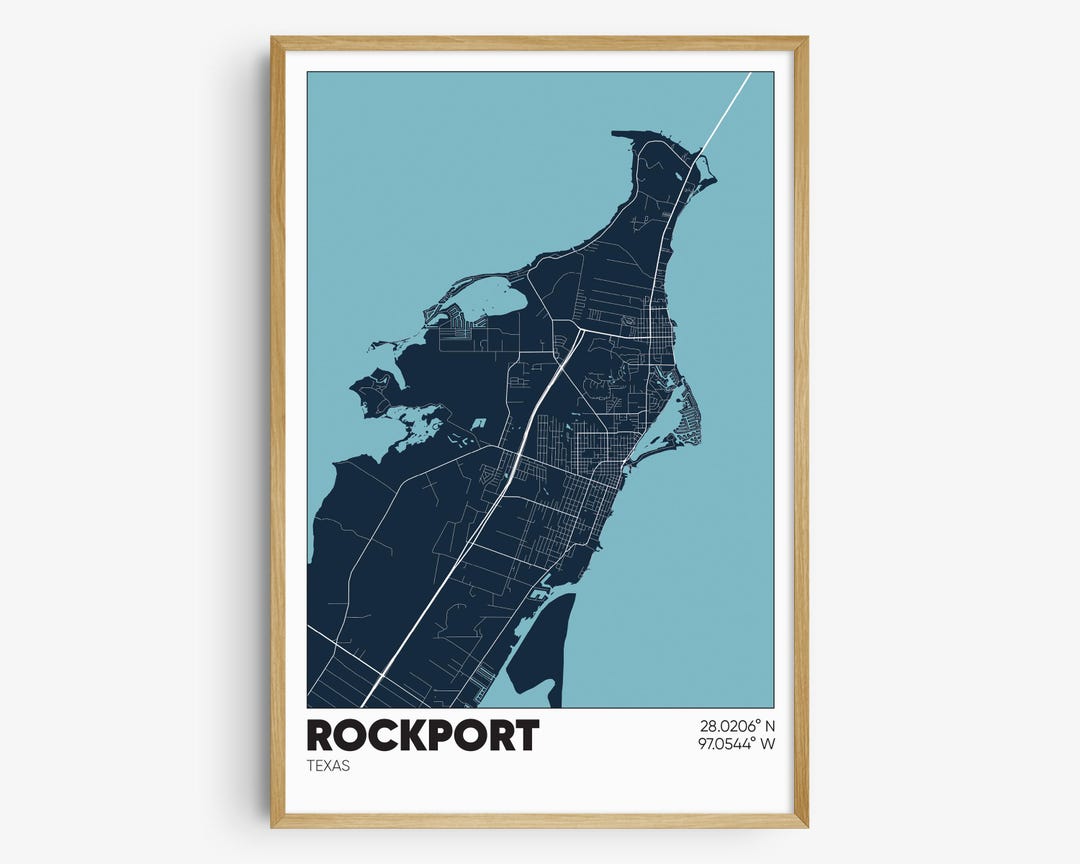 Rockport Map Print, Texas Wall Art, Rockport TX Poster - Etsy