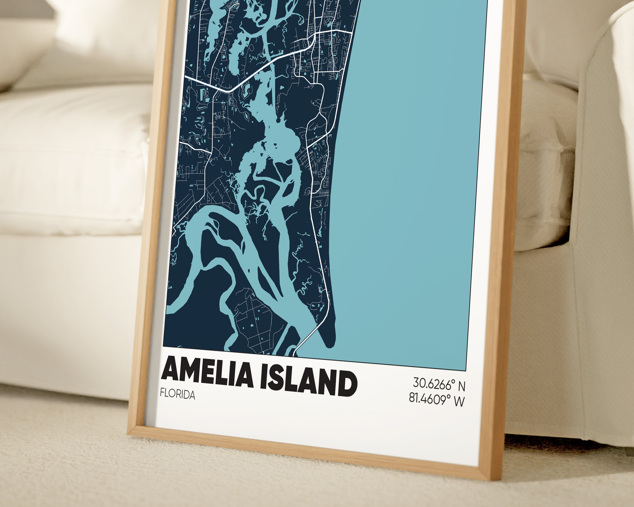 Amelia Island Map Print, Travel Wall Art, Amelia Island Florida Poster ...