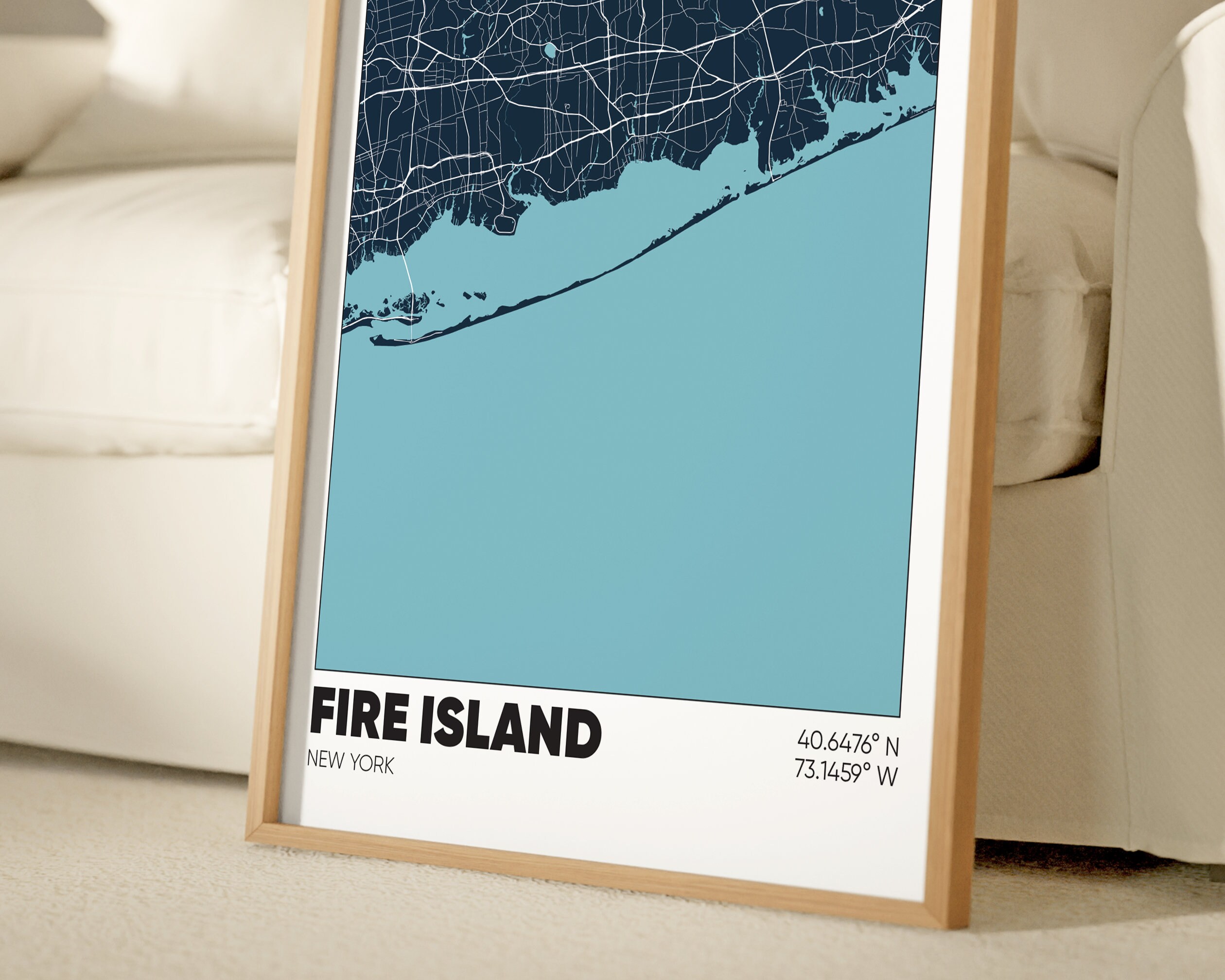 Fire Island Map Print, New York Wall Art, Fire Island NY Poster - Etsy