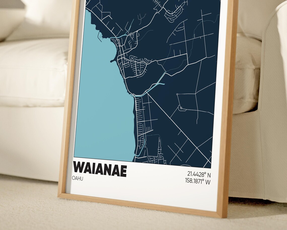 Waianae HI Map Print, Oahu Wall Art, Waianae Hawaii Poster - Etsy