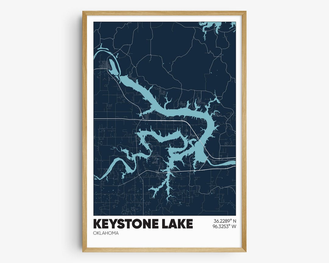 Keystone Lake OK Map Print, Oklahoma Wall Art, Keystone Lake OK Poster ...