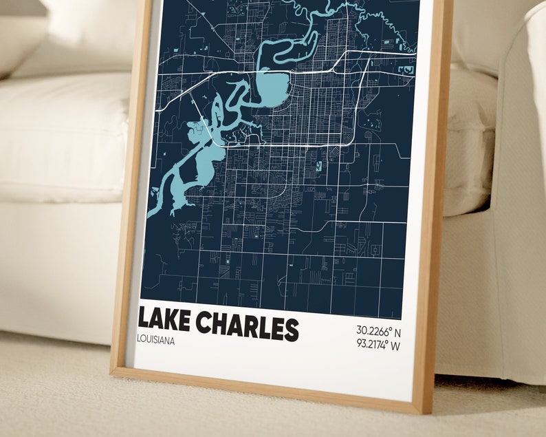 Lake Charles Map Print, Louisiana Wall Art, Lake Charles LA Poster - Etsy