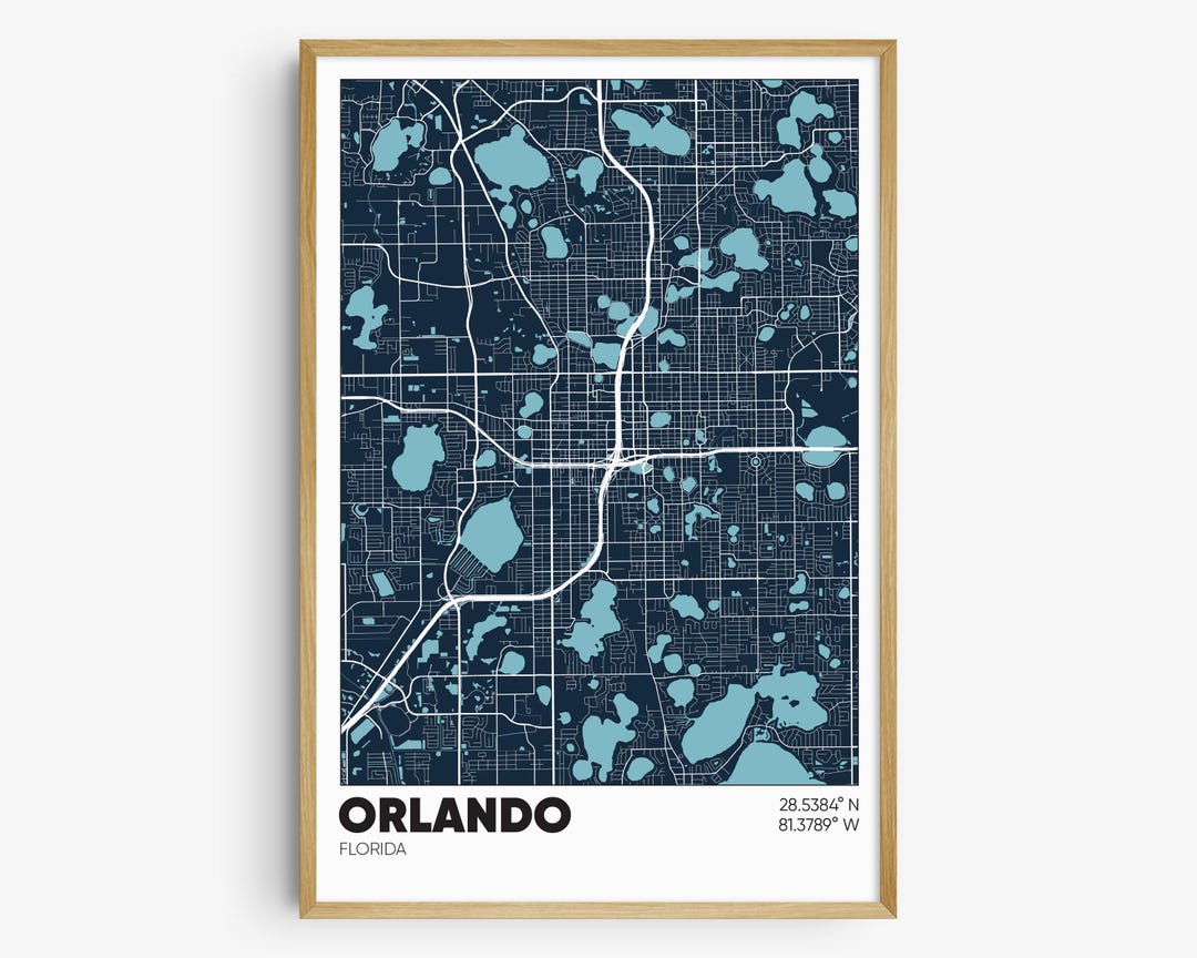 Orlando Map Print, Florida Wall Art, Orlando FL Poster - Etsy