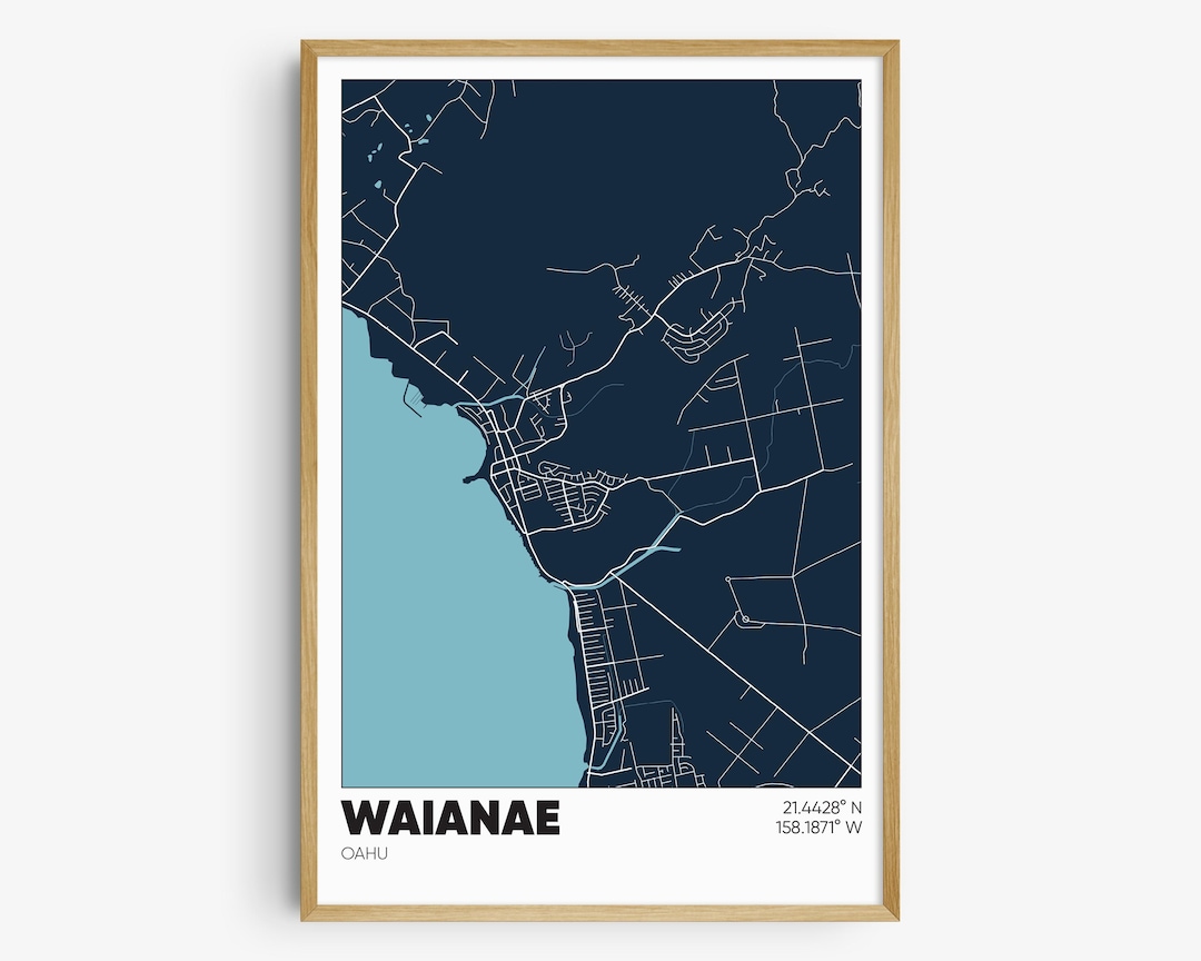 Waianae HI Map Print, Oahu Wall Art, Waianae Hawaii Poster - Etsy