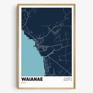 Waianae HI Map Print, Oahu Wall Art, Waianae Hawaii Poster - Etsy
