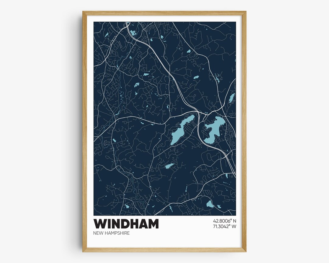 Windham NH Map Print, New Hampshire Wall Art, Windham New Hampshire ...